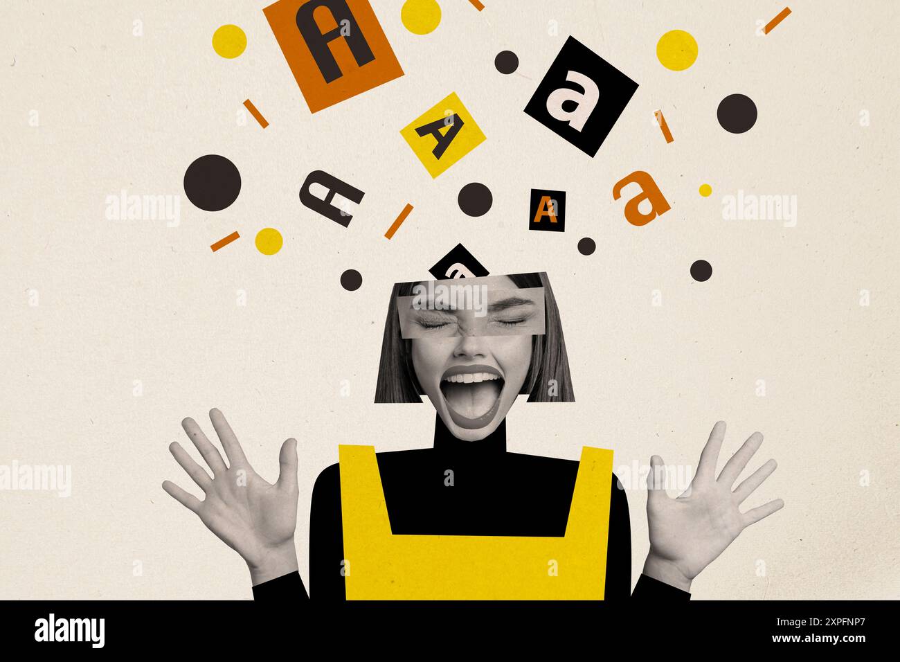 Creative trend collage of funny screaming female angry argument unhappy ...