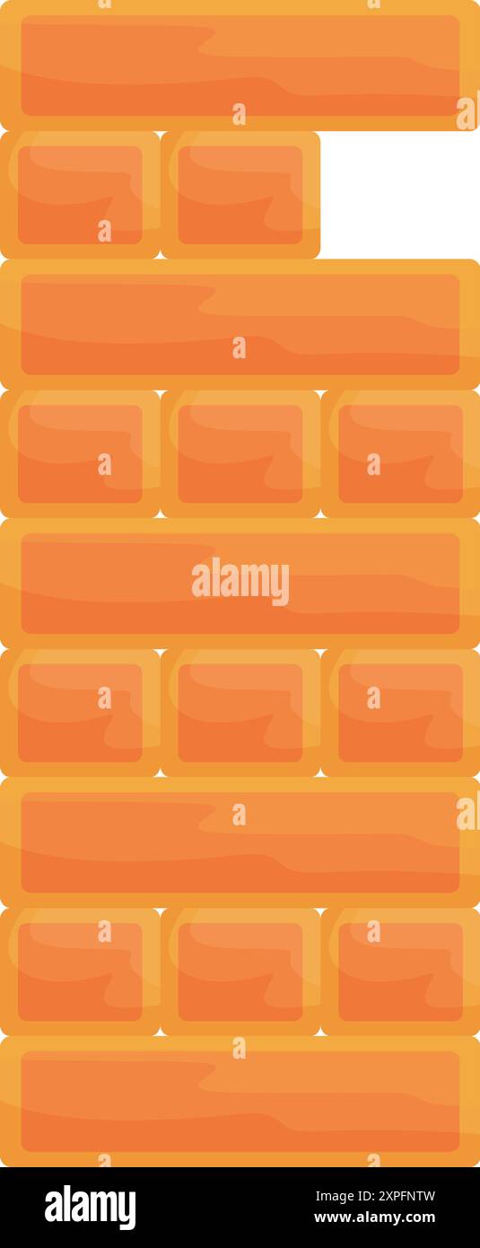 Simple cartoon orange brick wall with one brick missing hi-res stock ...