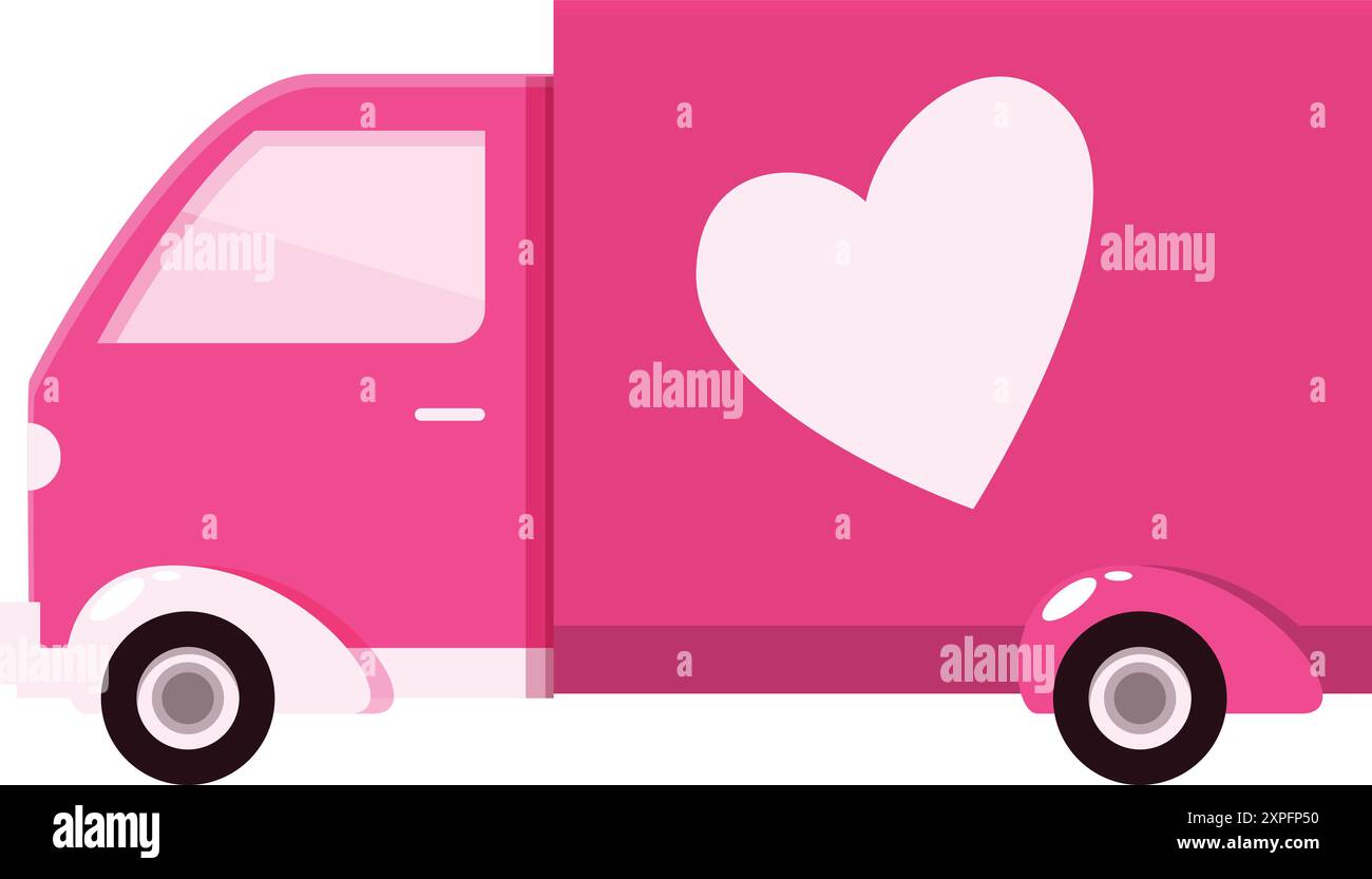 Pink delivery van bringing love and affection, perfect for valentine's ...