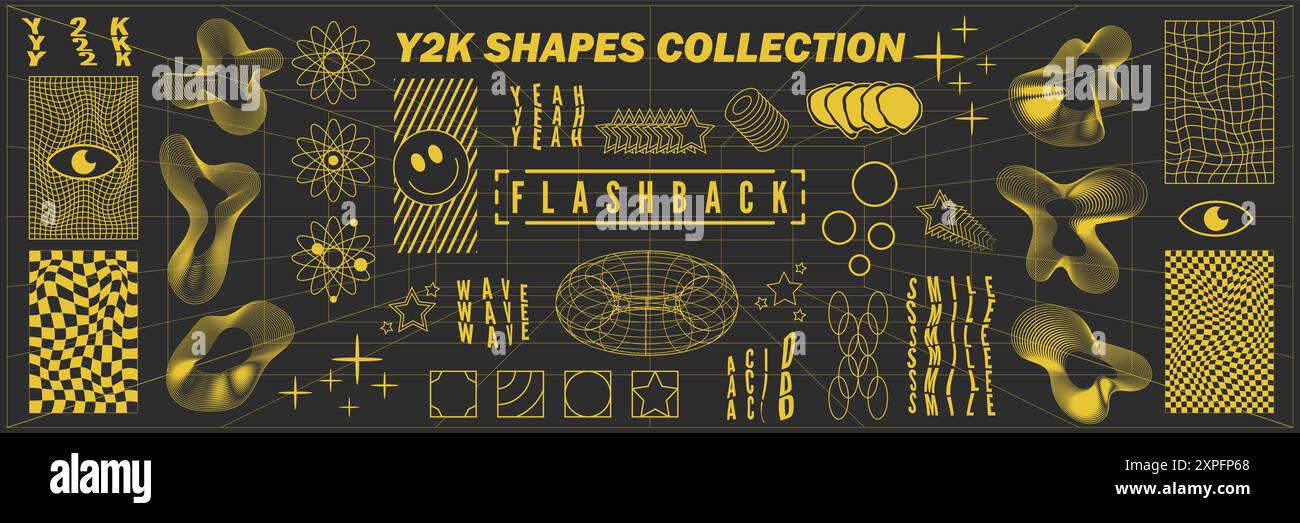 Abstract geometry hud wireframe shapes and patterns, cyberpunk elements ...