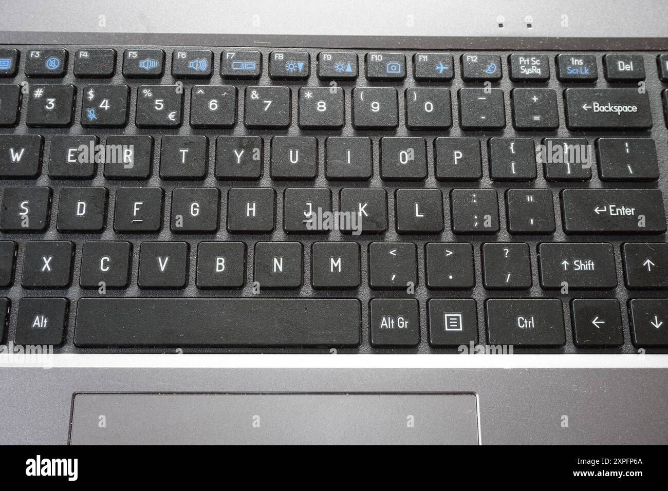 Terengganu, Malaysia - 23 August 2024 : Closeup of black grey keyboard ...