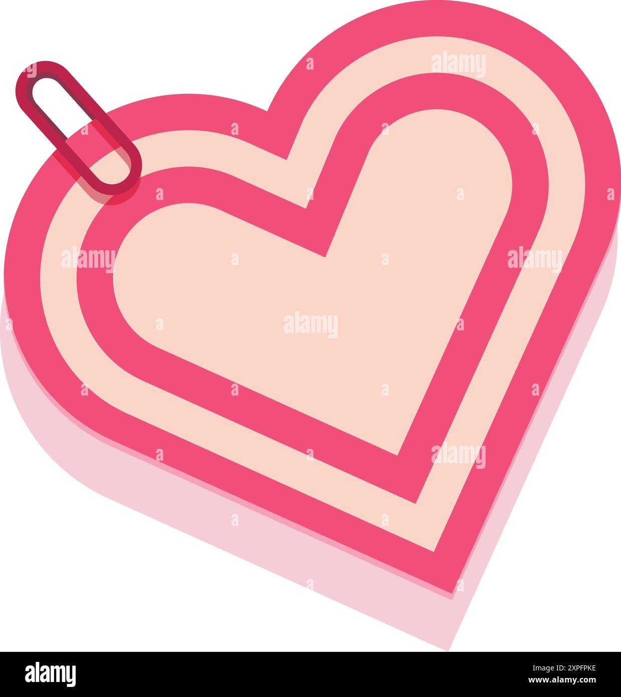 Pink heart shape with a paperclip is symbolizing the concept of love ...