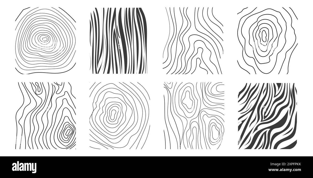 Wood texture material doodle hand drawn line. Tree trunk geometric ...