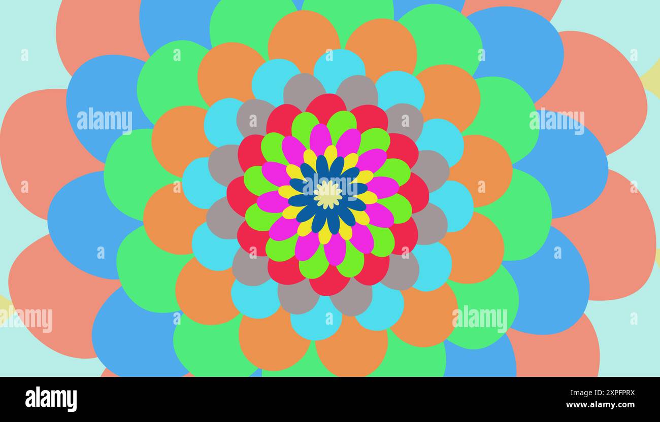 Illustration of mandala background with multi-colored motifs. Perfect ...