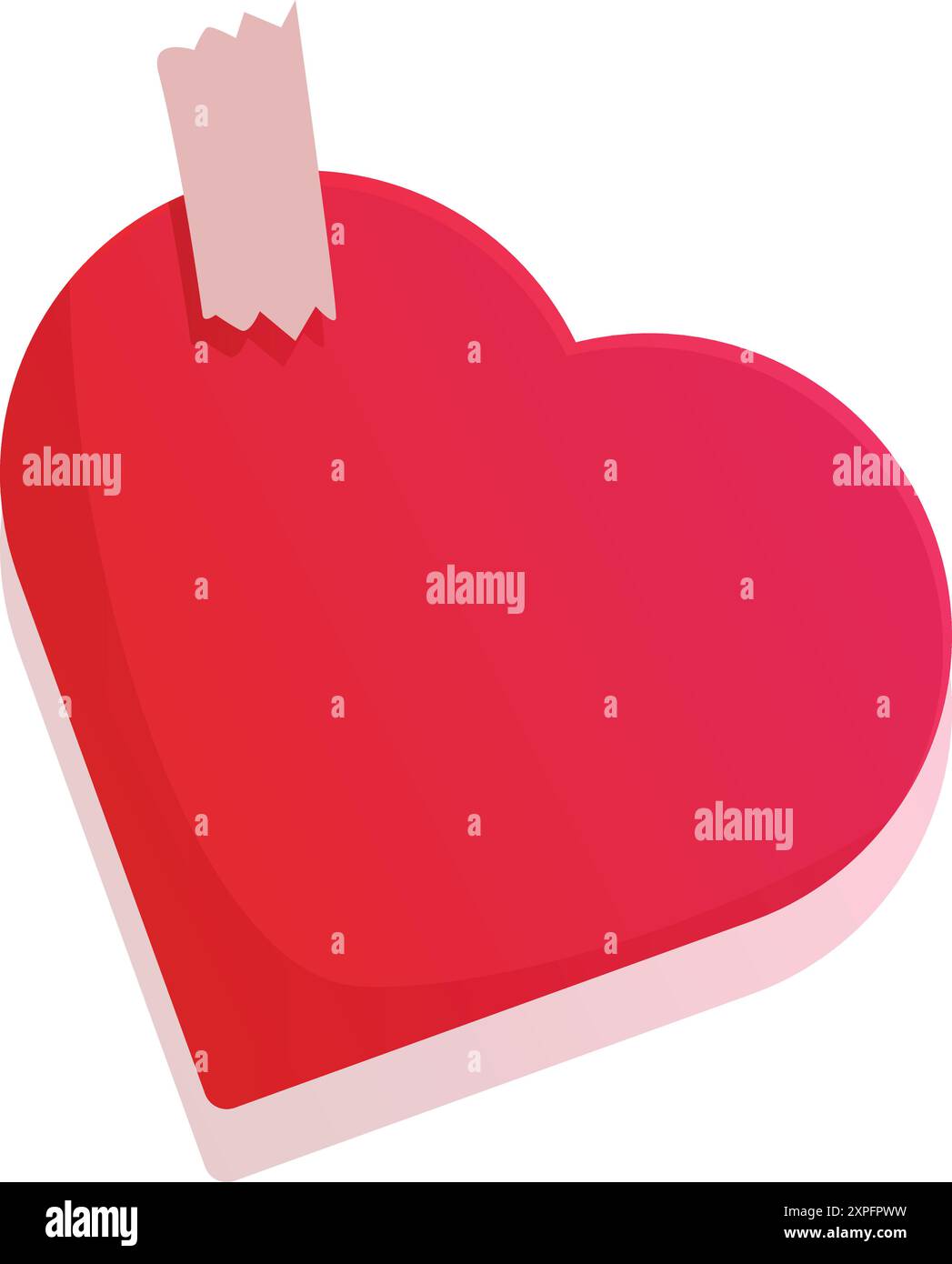 Red heart with a piece of adhesive tape symbolizing the concept of ...