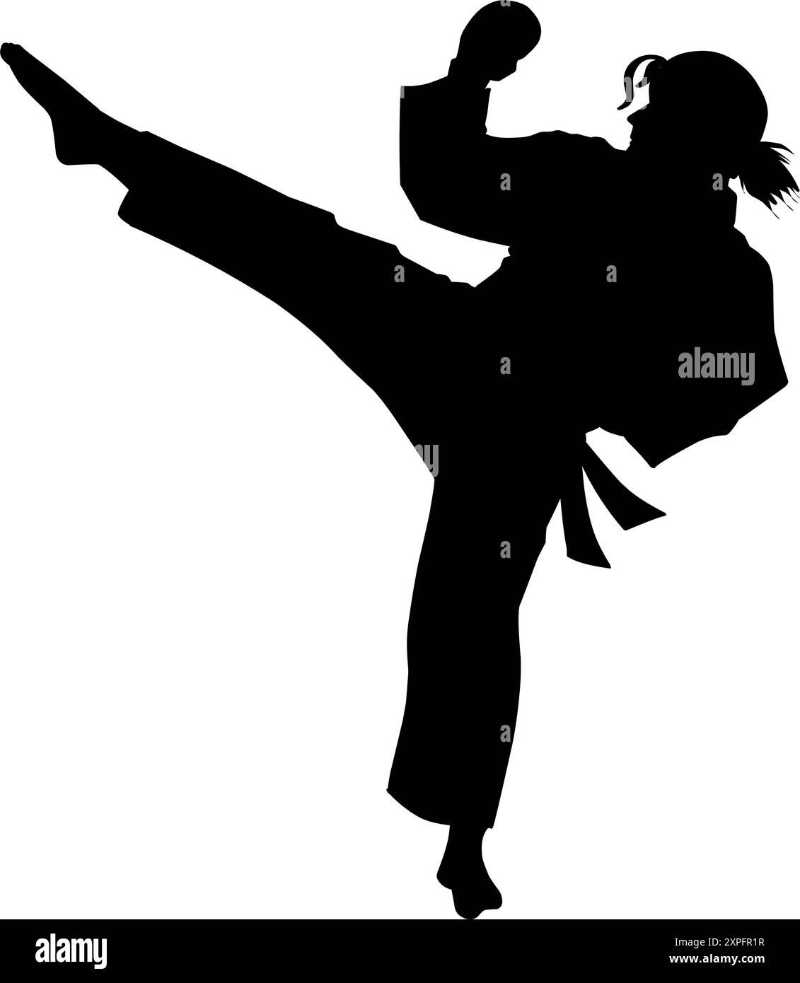 Black silhouette illustration of female karate. Perfect for stickers ...
