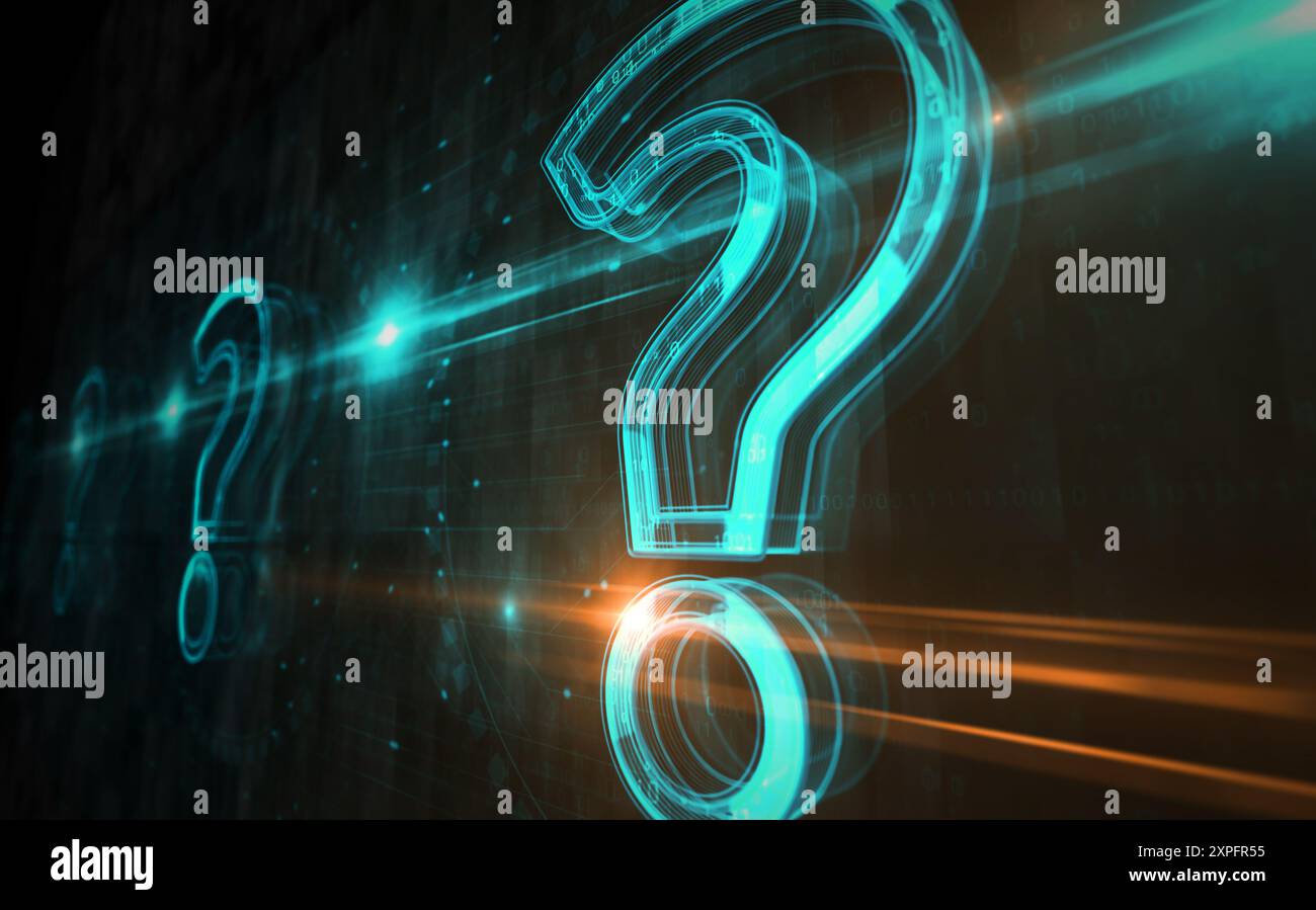 Question mark help and quiz symbol digital concept. Network, cyber ...