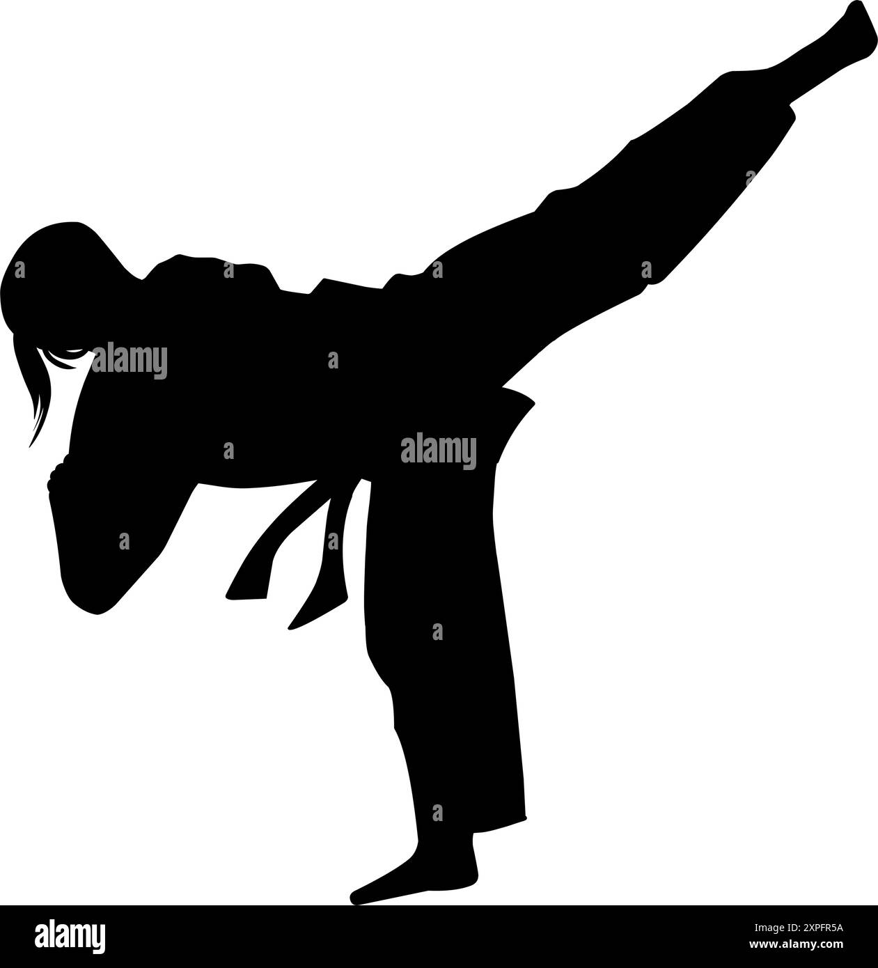 Black silhouette illustration of female karate. Perfect for stickers ...