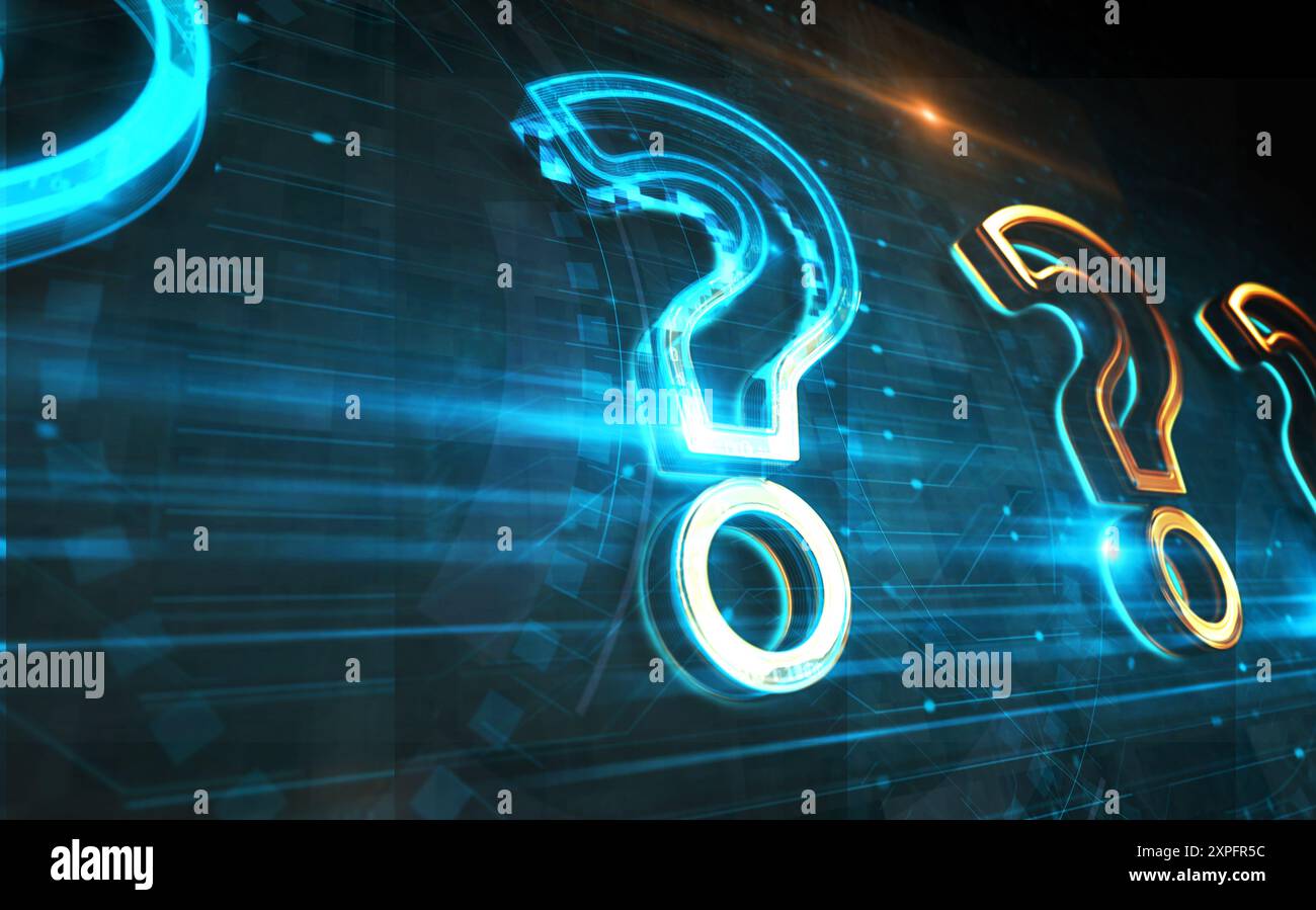 Question mark help and quiz symbol digital concept. Network, cyber ...
