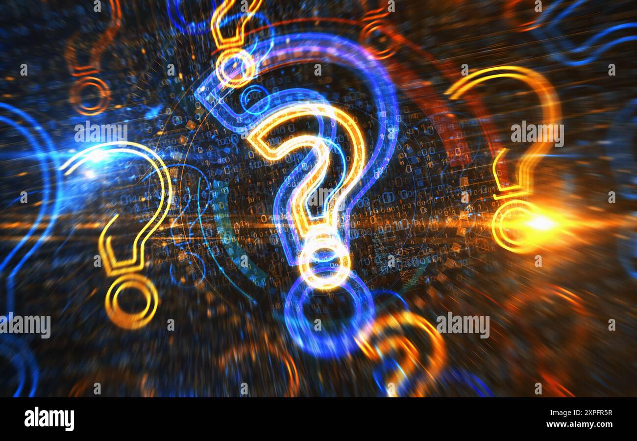 Question mark help and quiz symbol digital concept. Network, cyber ...