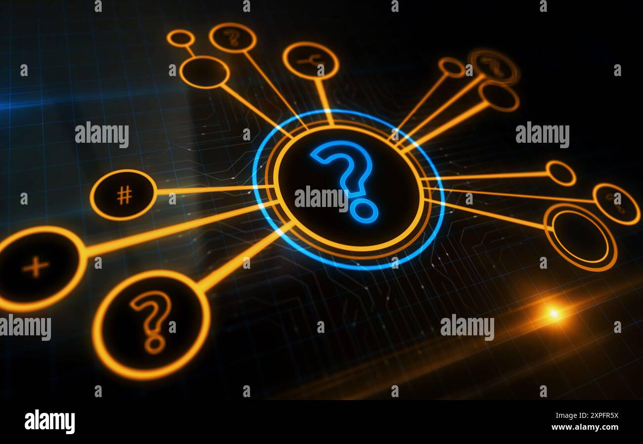 Question mark help and quiz symbol digital concept. Network, cyber ...