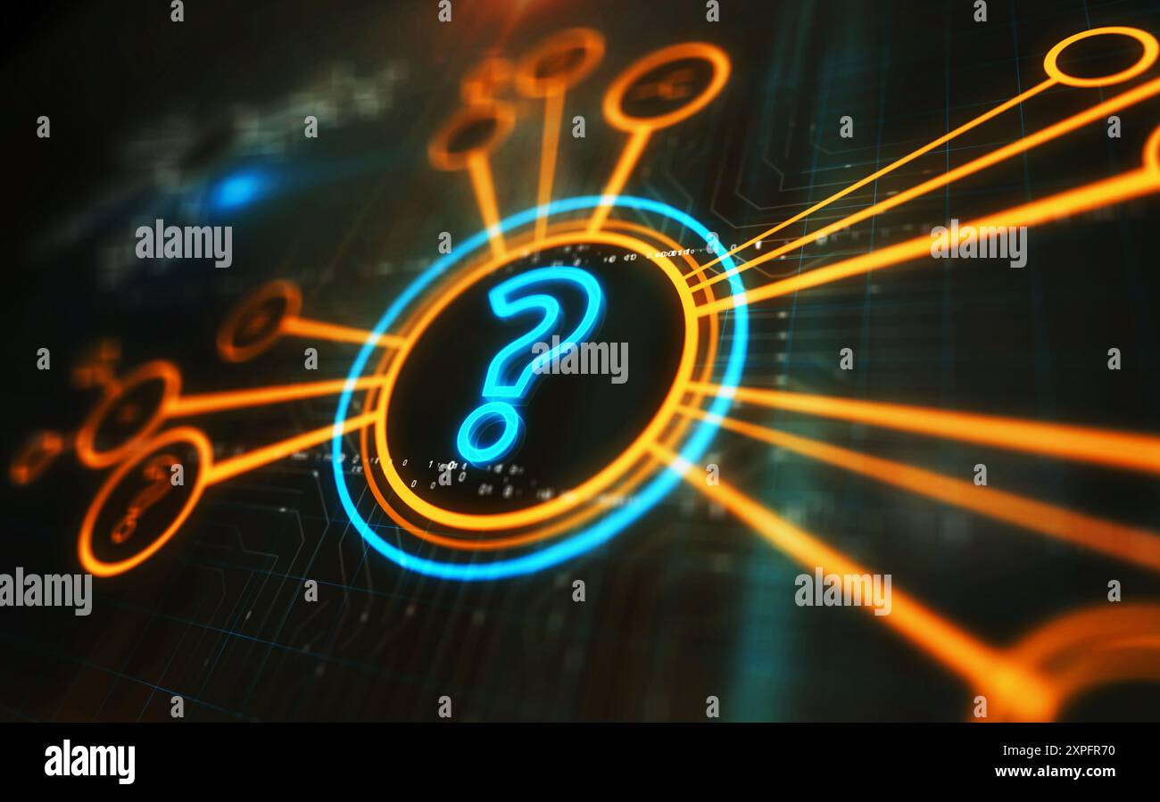 Question mark help and quiz symbol digital concept. Network, cyber ...