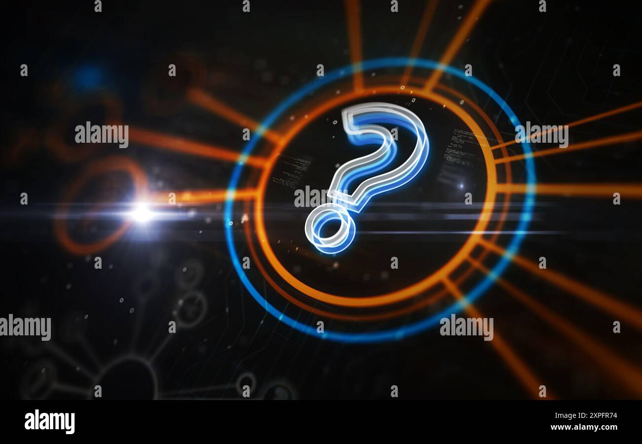 Question mark help and quiz symbol digital concept. Network, cyber ...