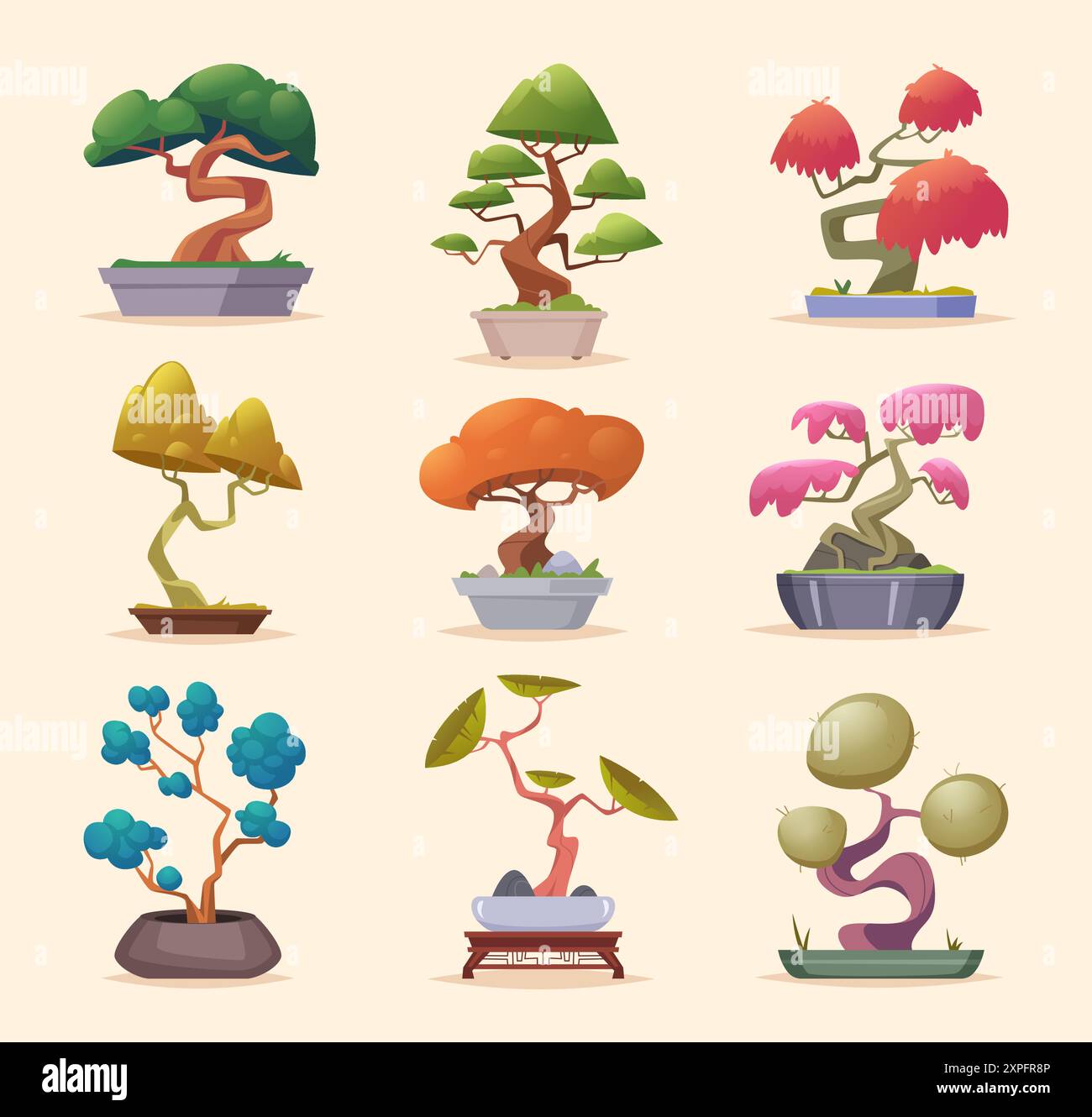 Bonsai tree. Asian decorative garden tree exact vector authentic plants ...