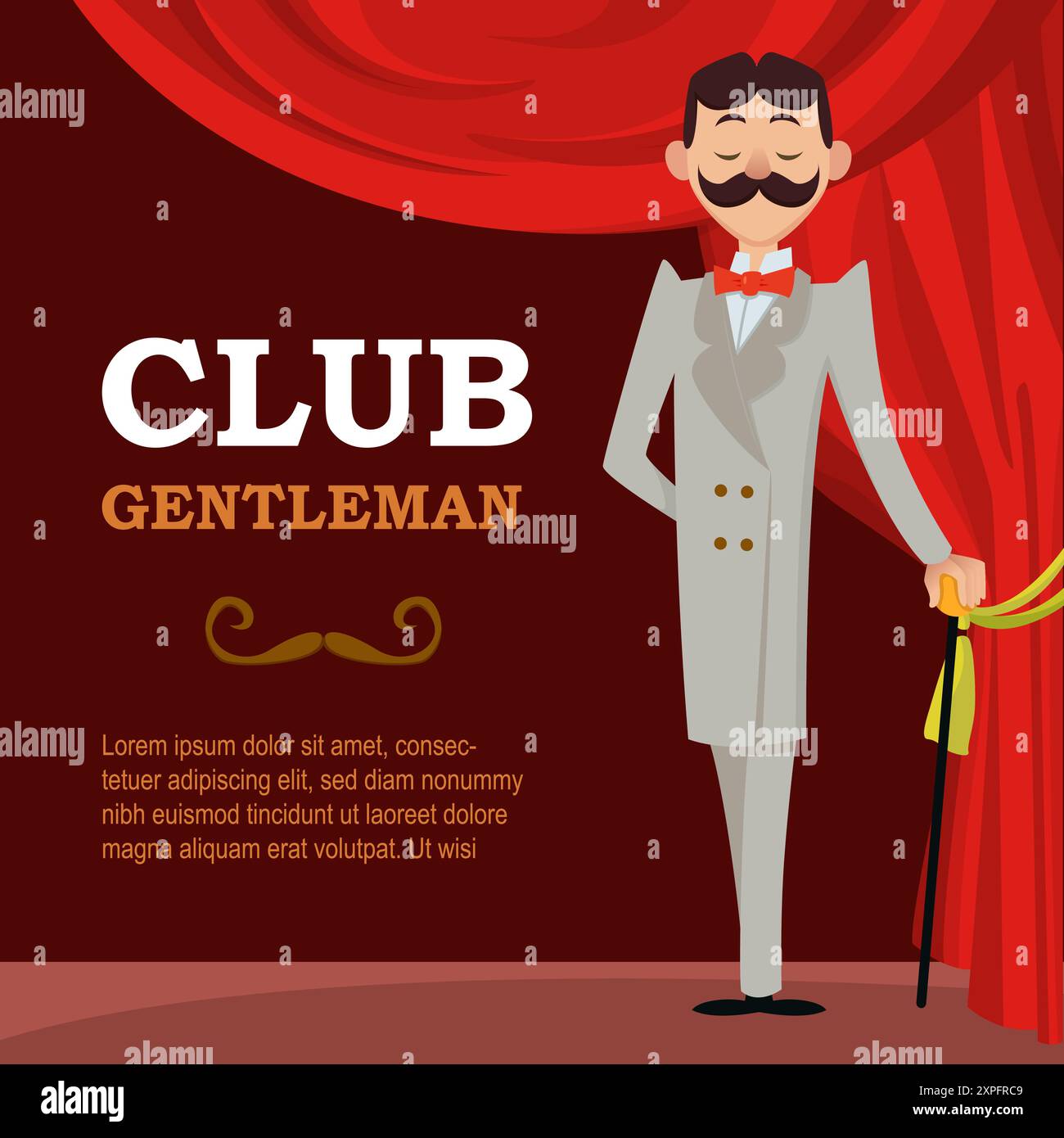 gentleman club. luxury characters in jacket and walking stick vector ...
