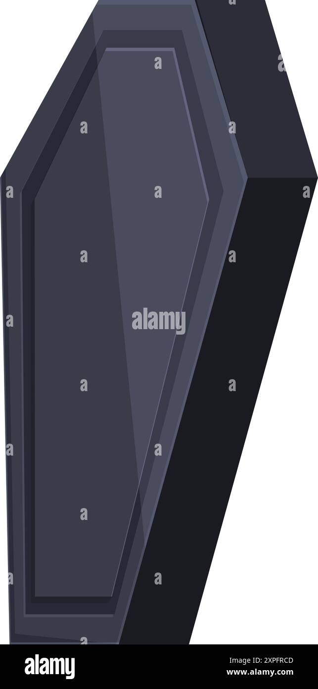 Black coffin standing upright, representing death, burial, and the rituals associated with ...