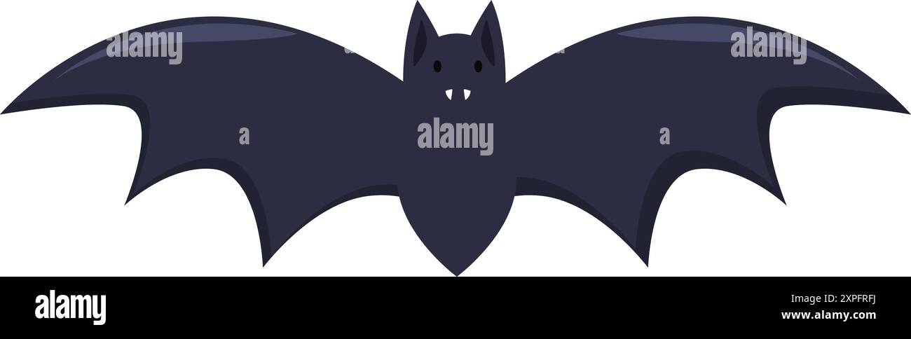 Cartoon bat is spreading its wings, ready to fly through the night sky ...