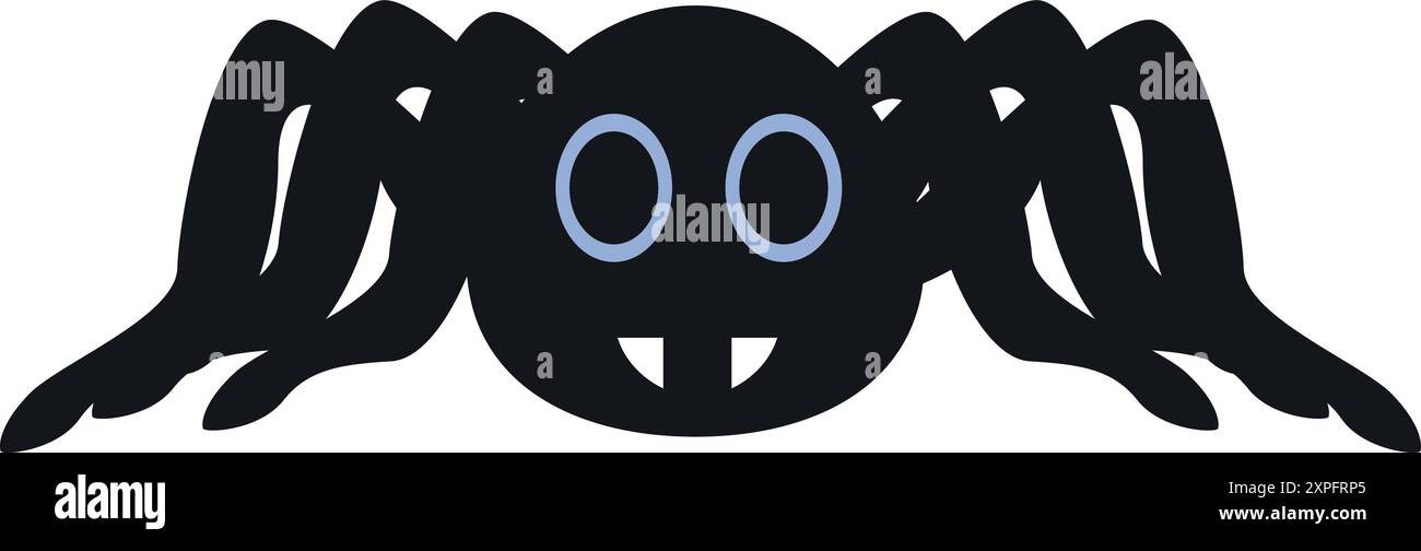 Cute Black Spider With Big Blue Eyes And Fangs Is Crawling Stock Vector Image And Art Alamy