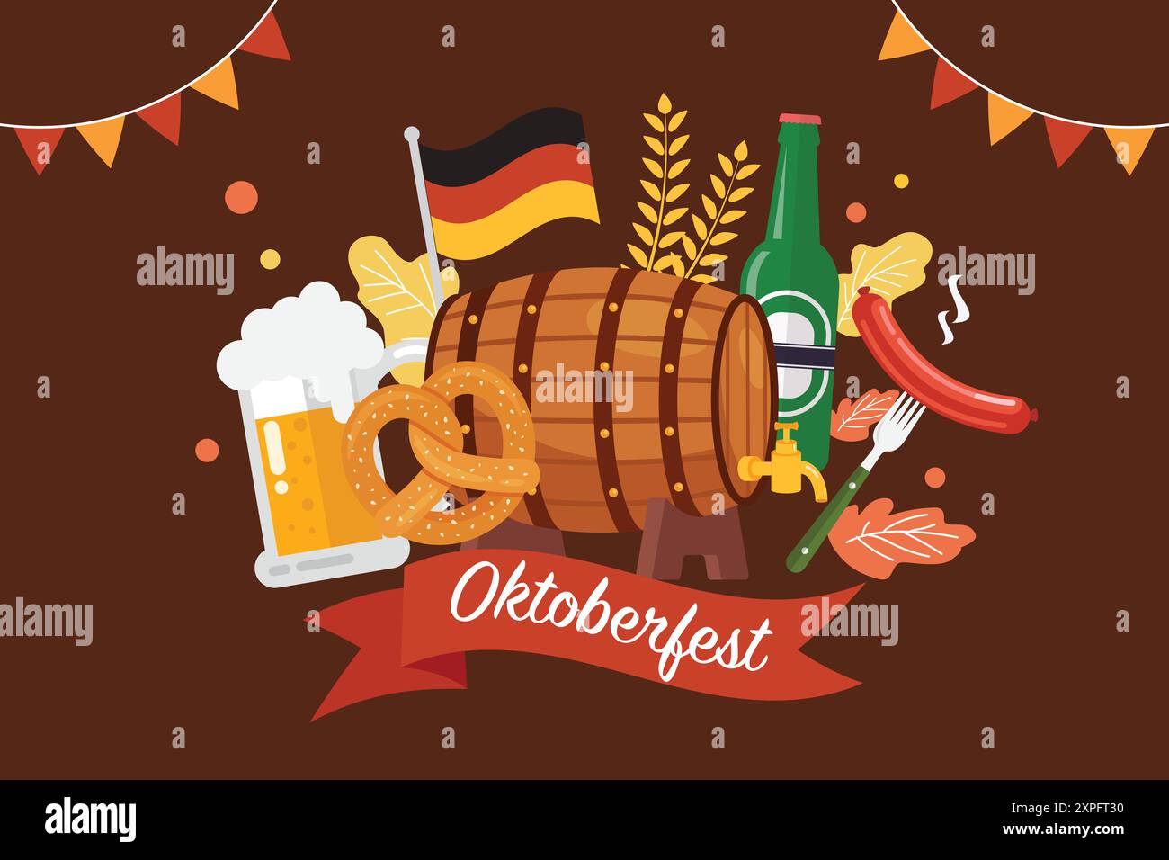 Happy Oktoberfest Party Festival with Beer, Sausage, Gingerbread and ...