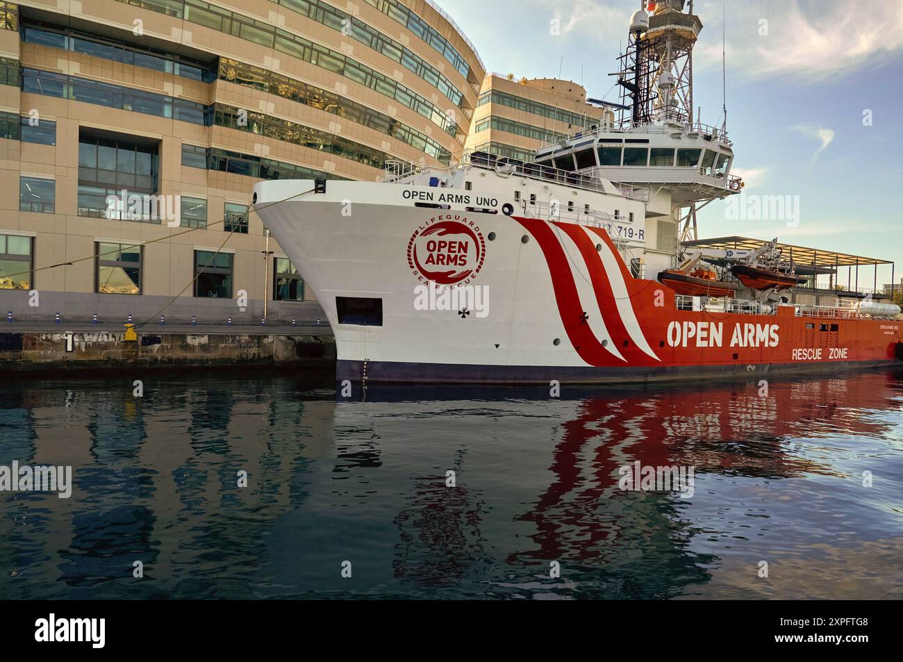 Rescue area in Barcelona city port Stock Photo - Alamy