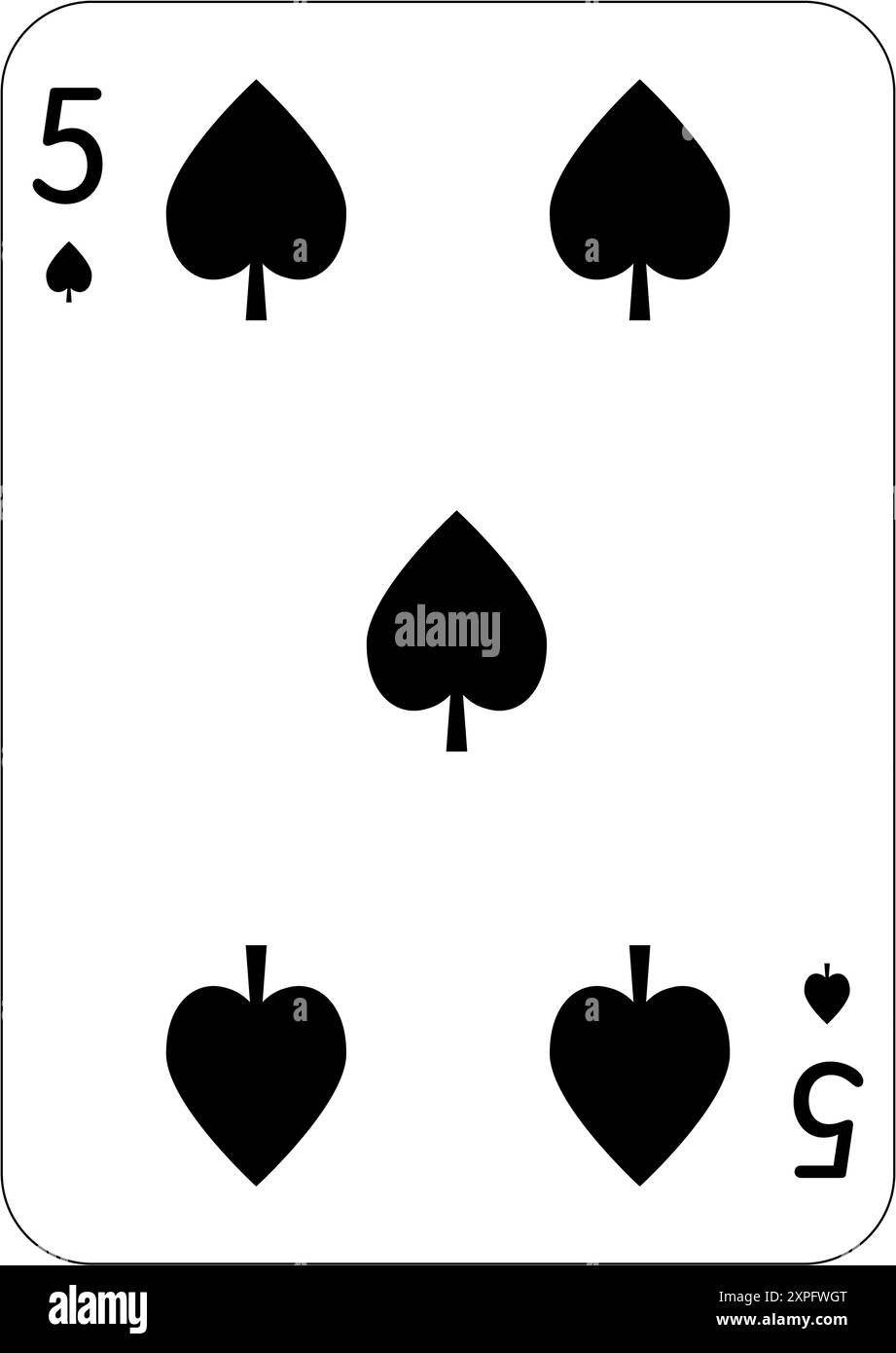 5 of spades. One playing card, illustration Stock Photo - Alamy