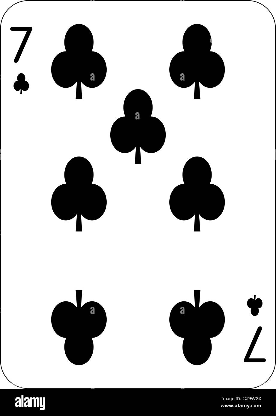 7 of clubs. One playing card, illustration Stock Photo - Alamy