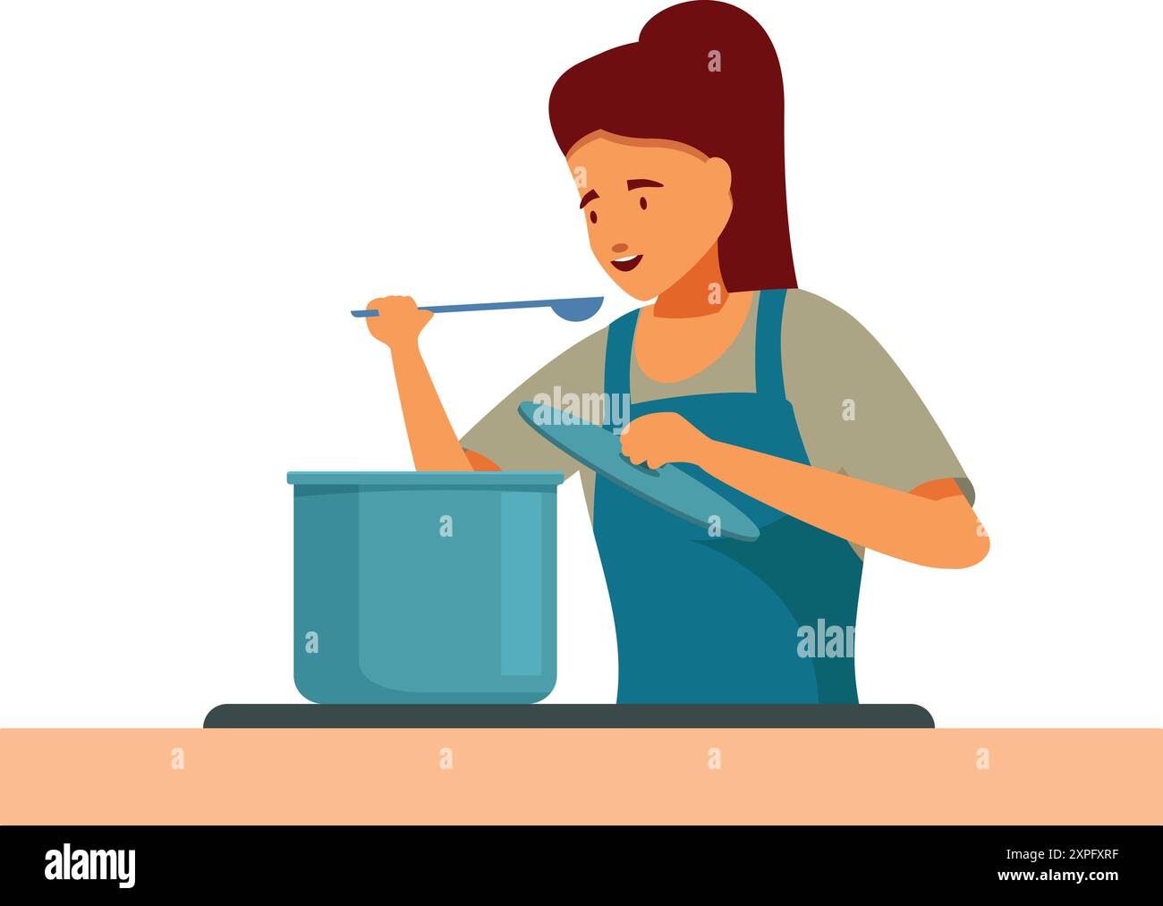 Chef tasting spoon Stock Vector Images - Alamy