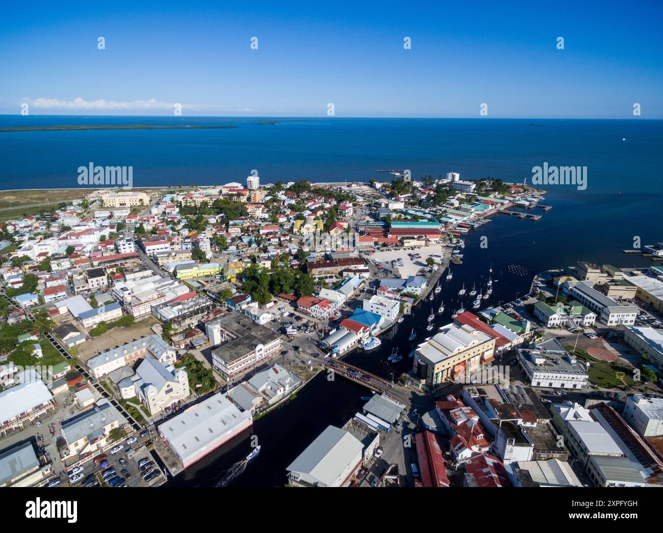 Belize. Caribbean Island. Beautiful Cityscape. Drone. Aerial View Stock ...
