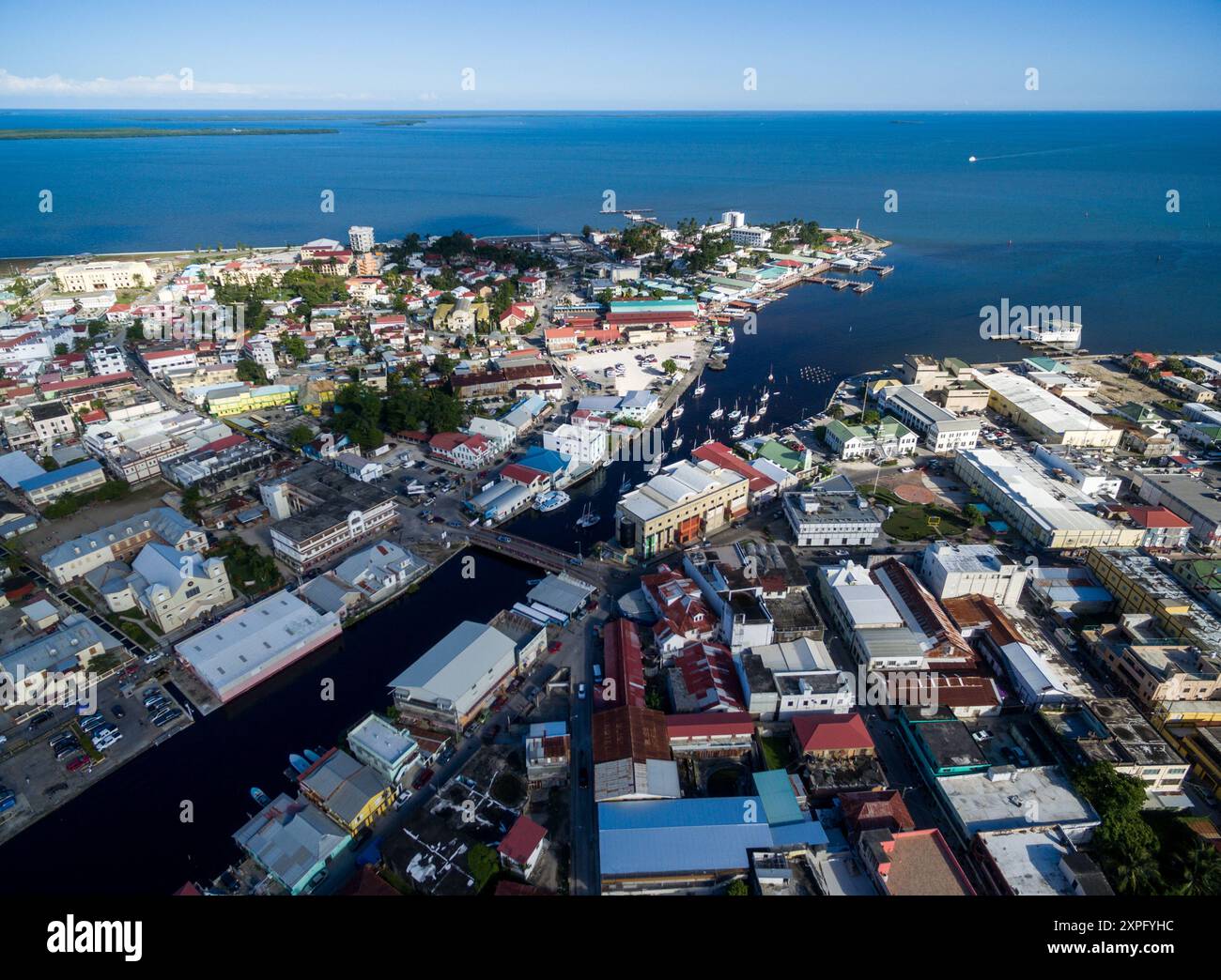Belize. Caribbean Island. Beautiful Cityscape. Drone. Aerial View Stock ...