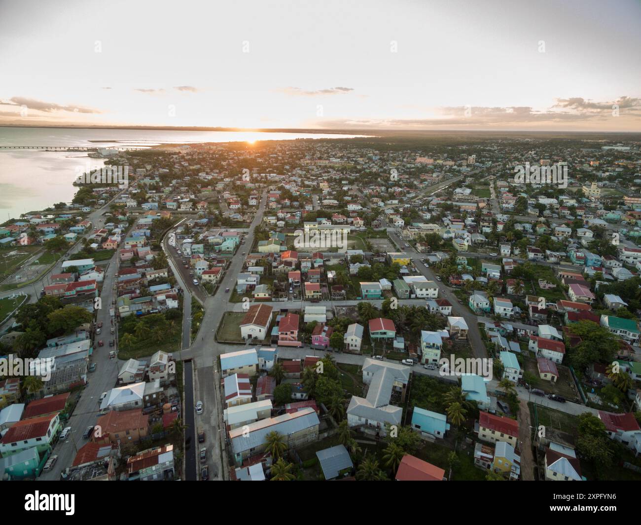 Belize. Caribbean Island. Beautiful Cityscape. Drone. Aerial View Stock ...