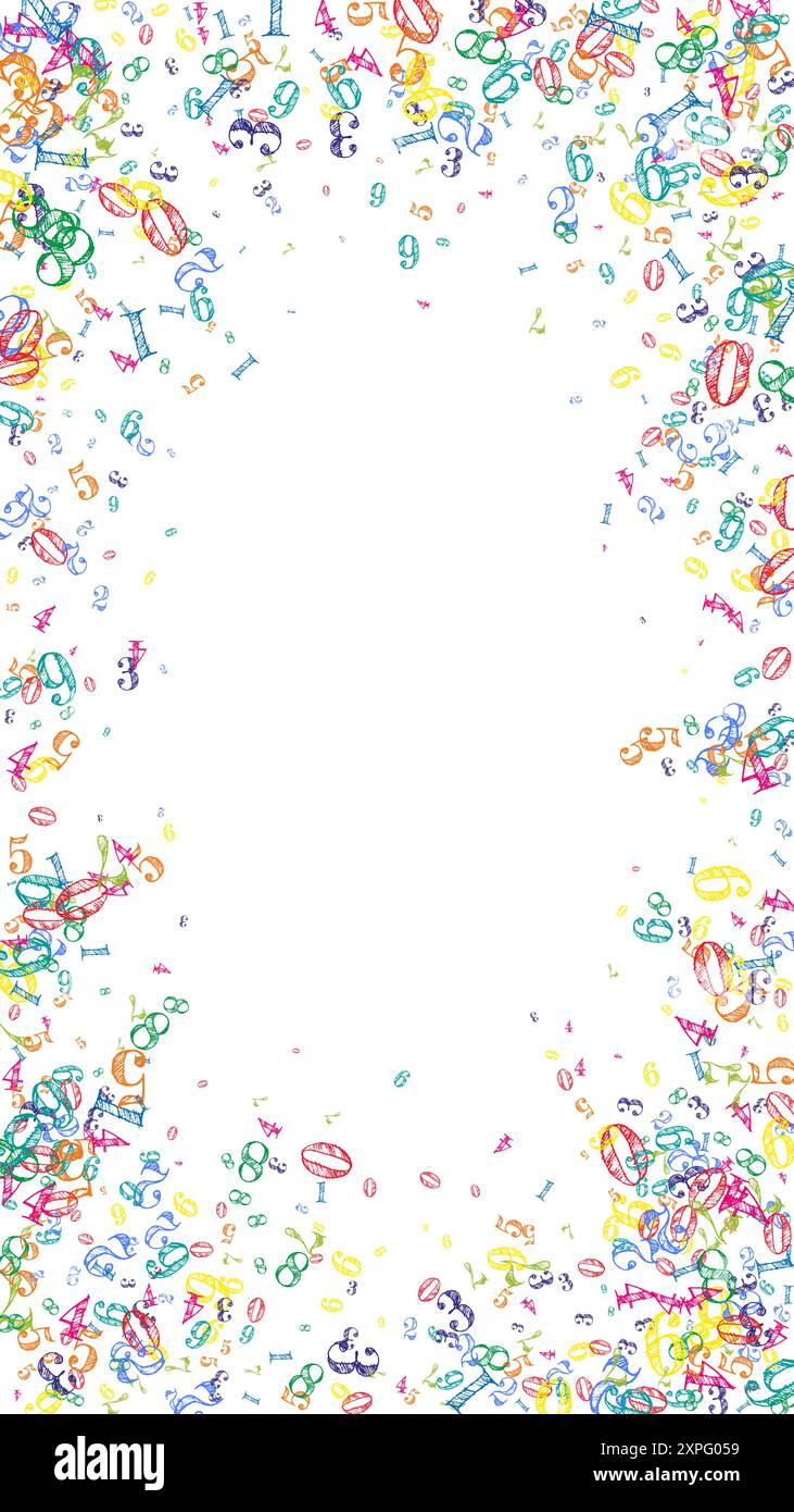 Flying colorful digits and numbers. School math notebook cover. Back to ...