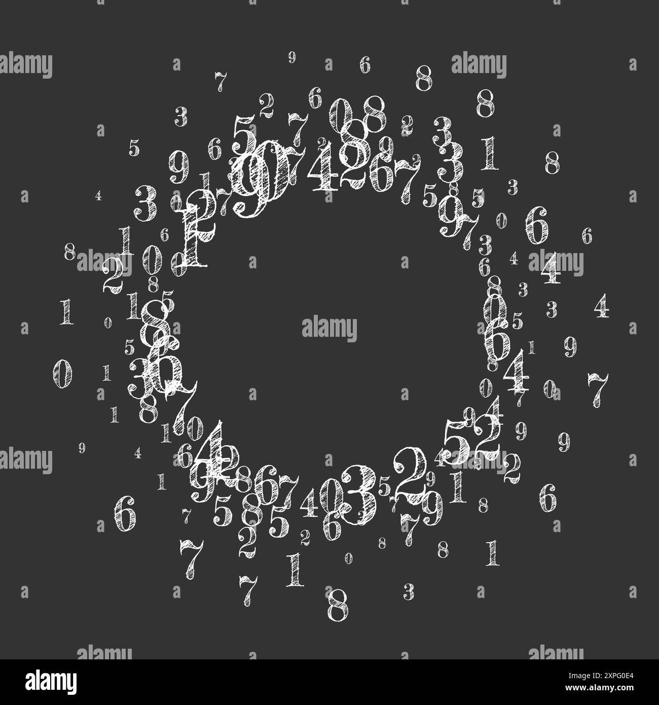 School math notebook cover. White chalk numbers floating in the air ...