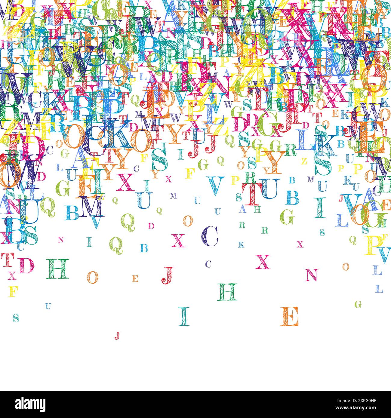Flying latin letters. Colorful childish scattered charachters of ...