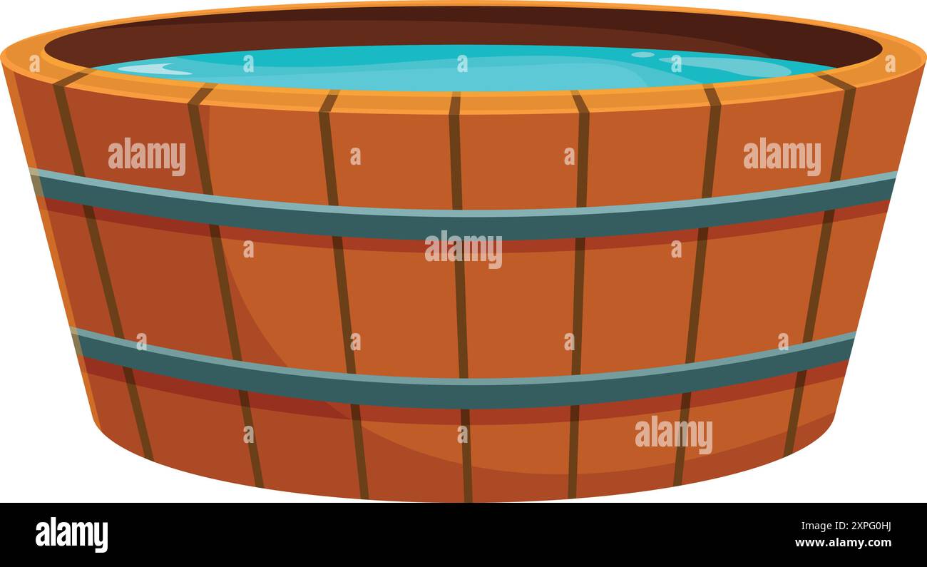 Wooden tub cartoon icon Cut Out Stock Images & Pictures - Alamy