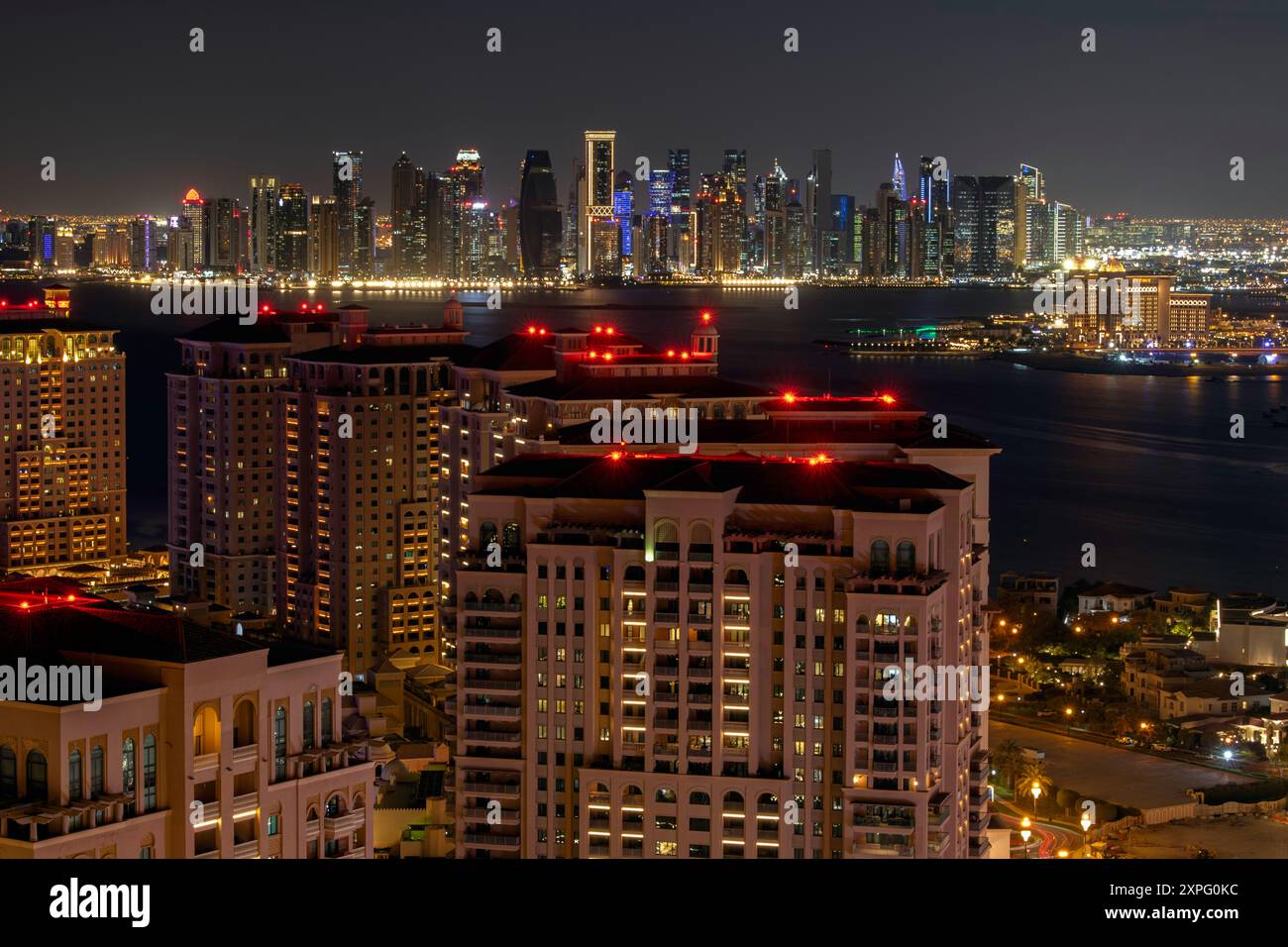 Doha, Qatar - April 01, 2024: Aerial view of Peral Qatar Porto Arabia ...