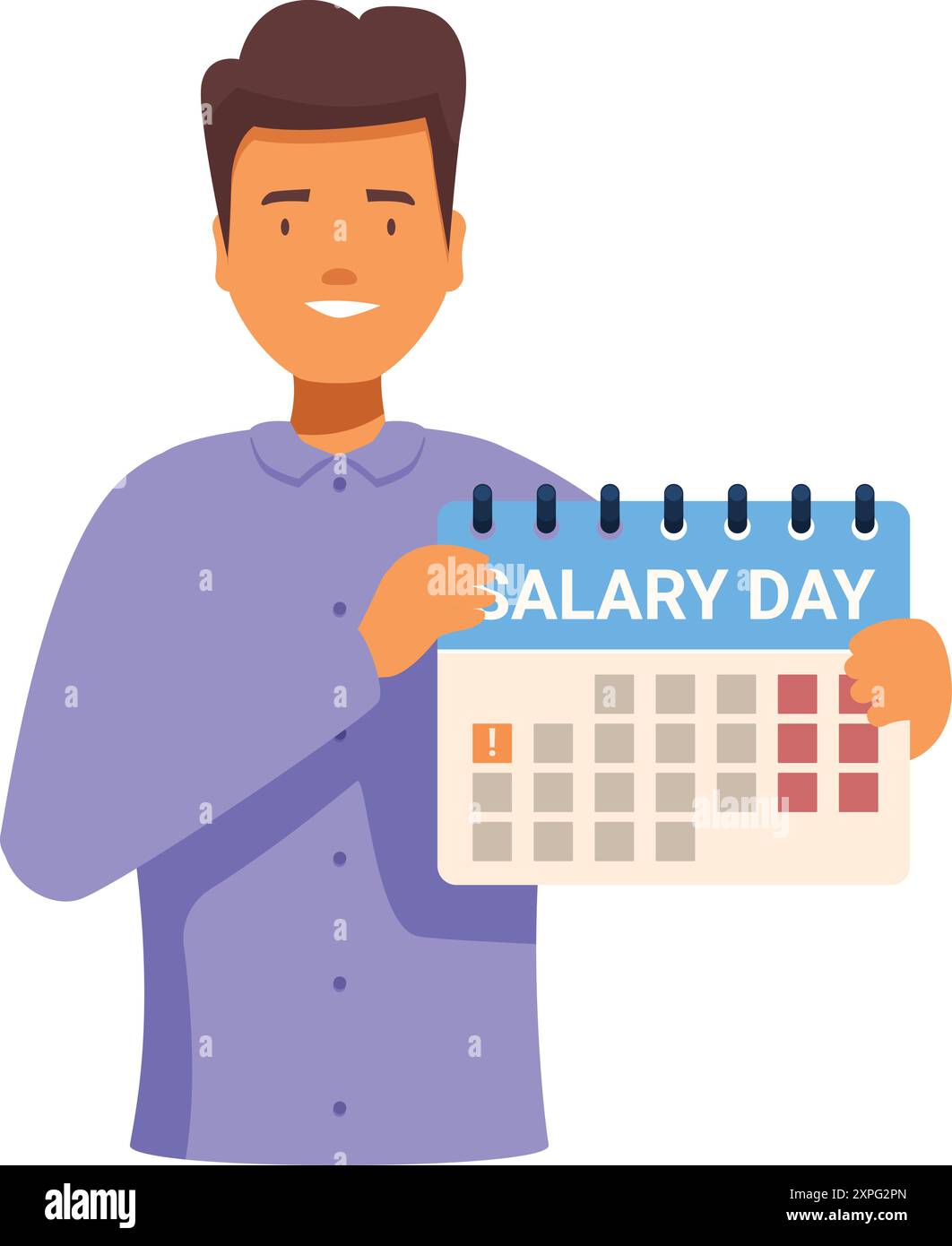 Happy employee holding a calendar with the words salary day circled ...