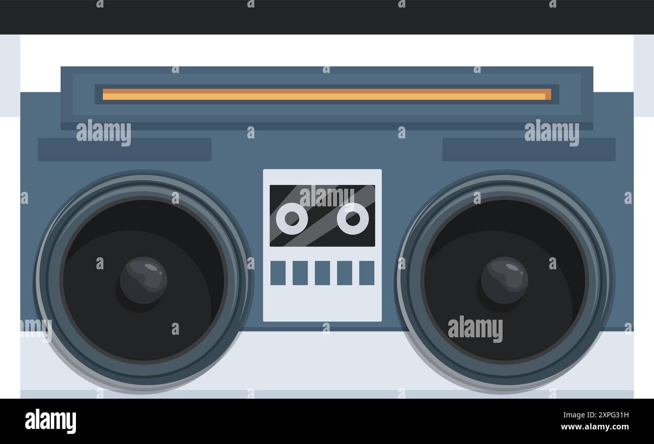 Vintage boombox playing music with the antenna up, evoking feelings of ...