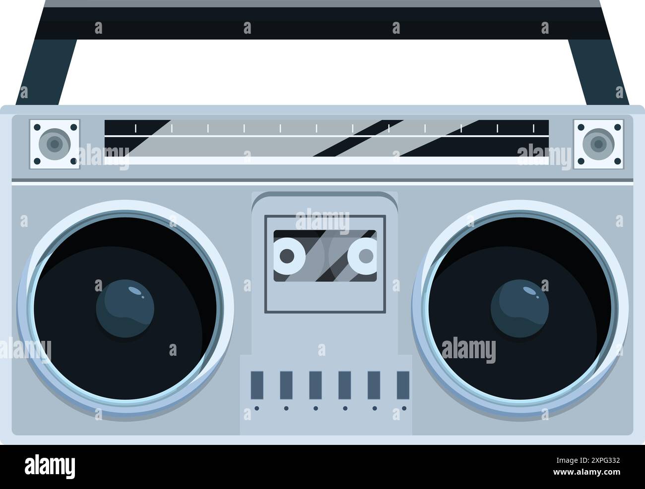 Classic silver boombox with a cassette tape inserted hi-res stock ...