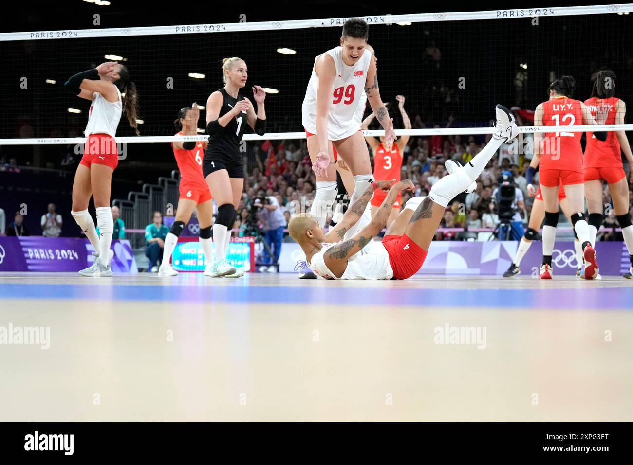 Turkey's Melissa Vargas, on the court, and her teammate Ebrar Karakurt ...