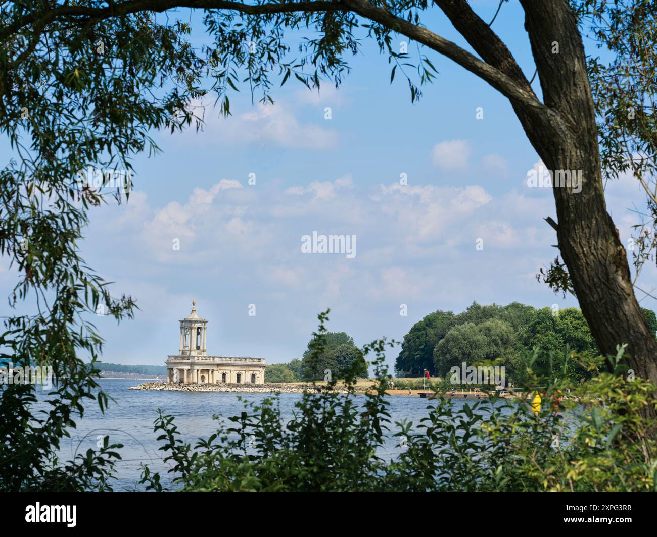 Partially submerged former christian church in an english countryside ...