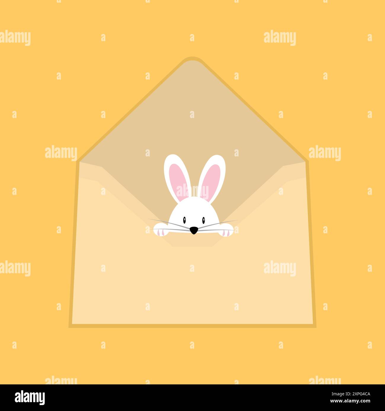 Open envelope with a cute white rabbit inside Stock Vector Image & Art ...