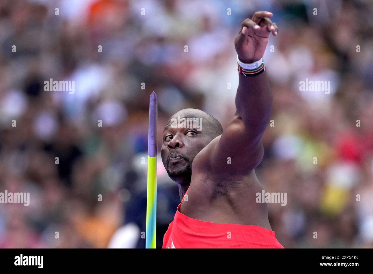 Julius Yego, of Kenya, competes during the men's javelin throw ...