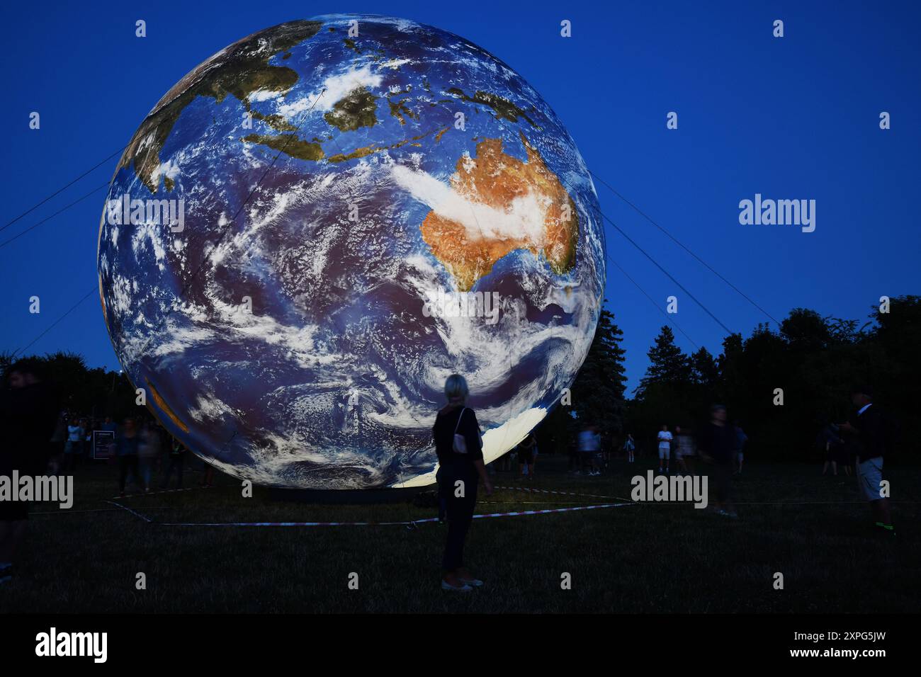 A giant inflatable model of planet Earth during the Planet Festival ...