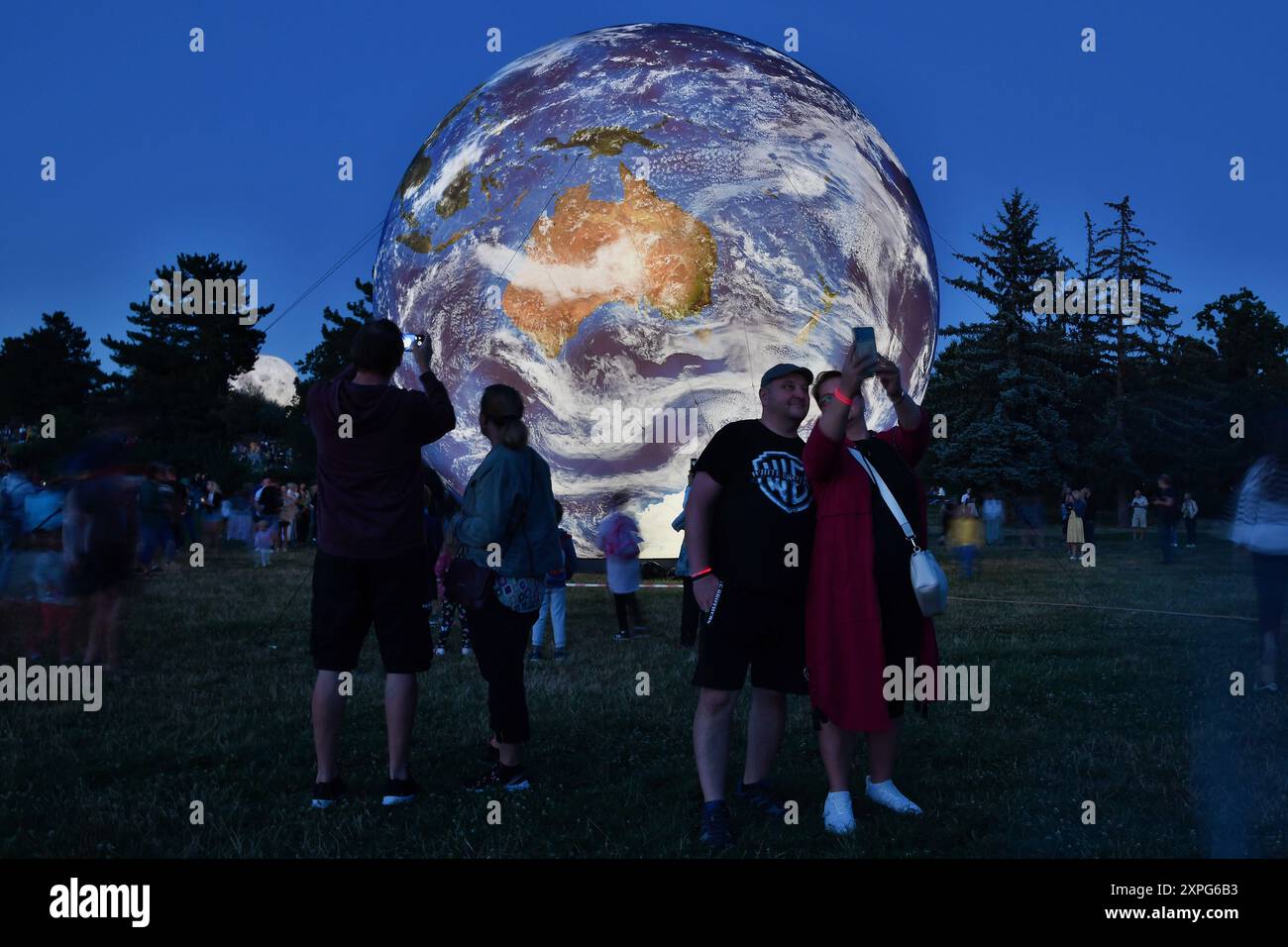 A giant inflatable model of planet Earth during the Planet Festival ...