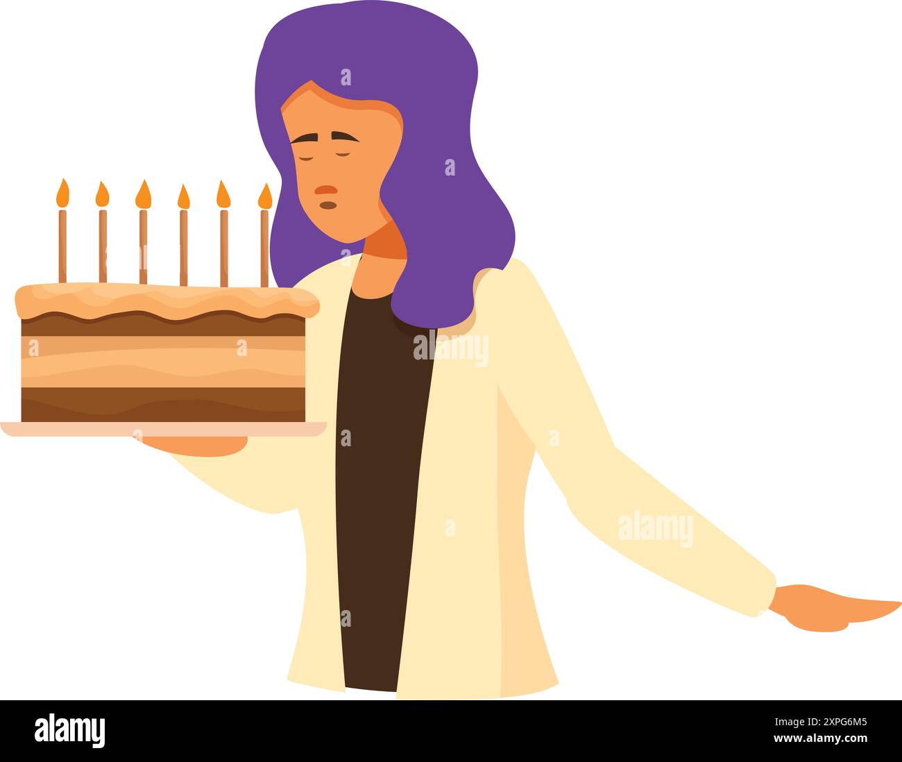 Woman alone birthday cake unhappy hi-res stock photography and images ...