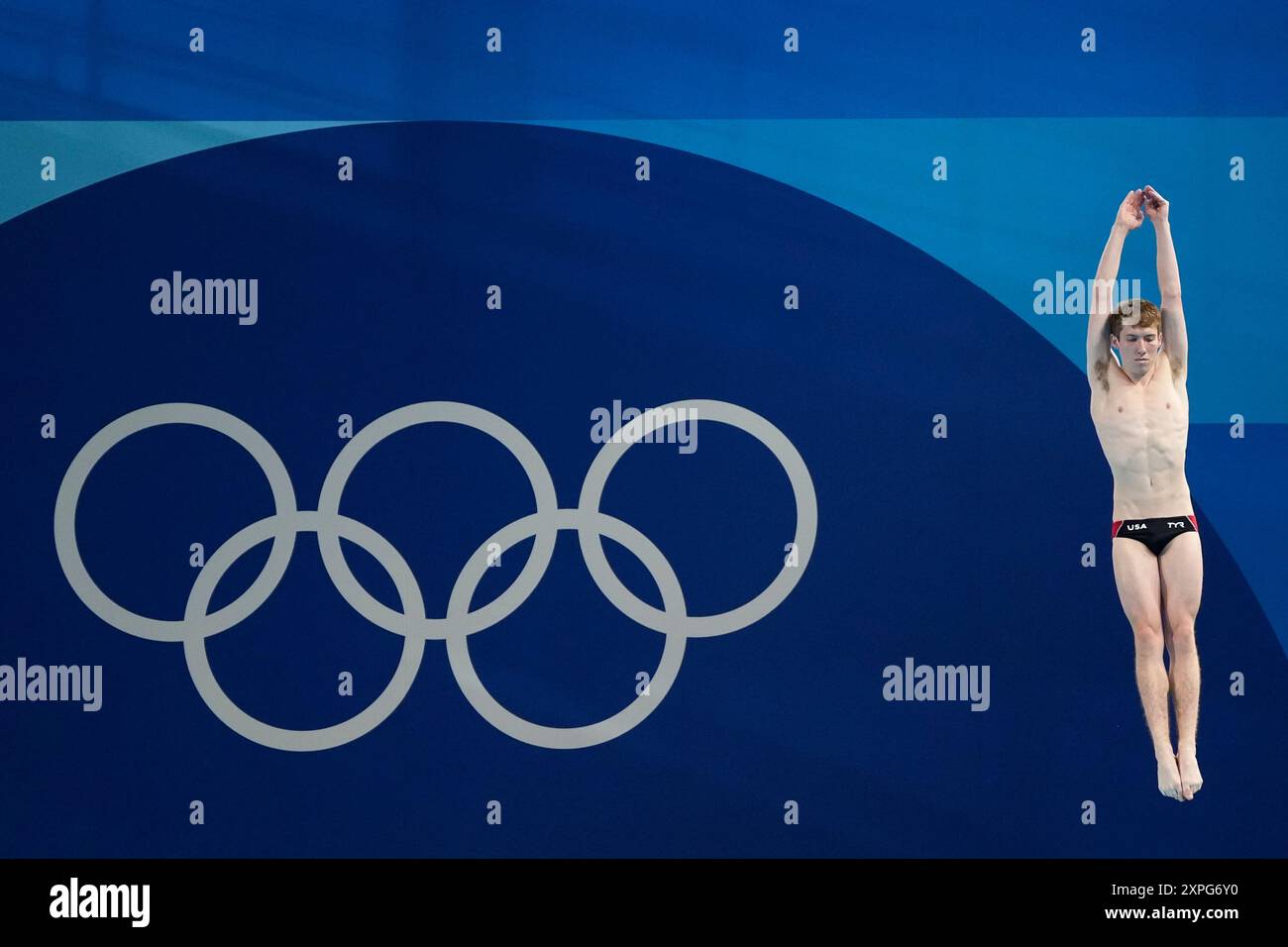 United States' Carson Tyler competes in the men's 3m springboard diving ...