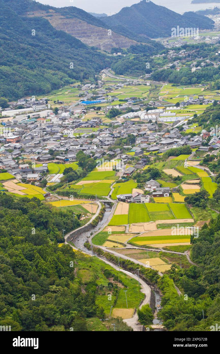 Aerial views of Kankakei valley in Shodoshima Island in Kagawa ...