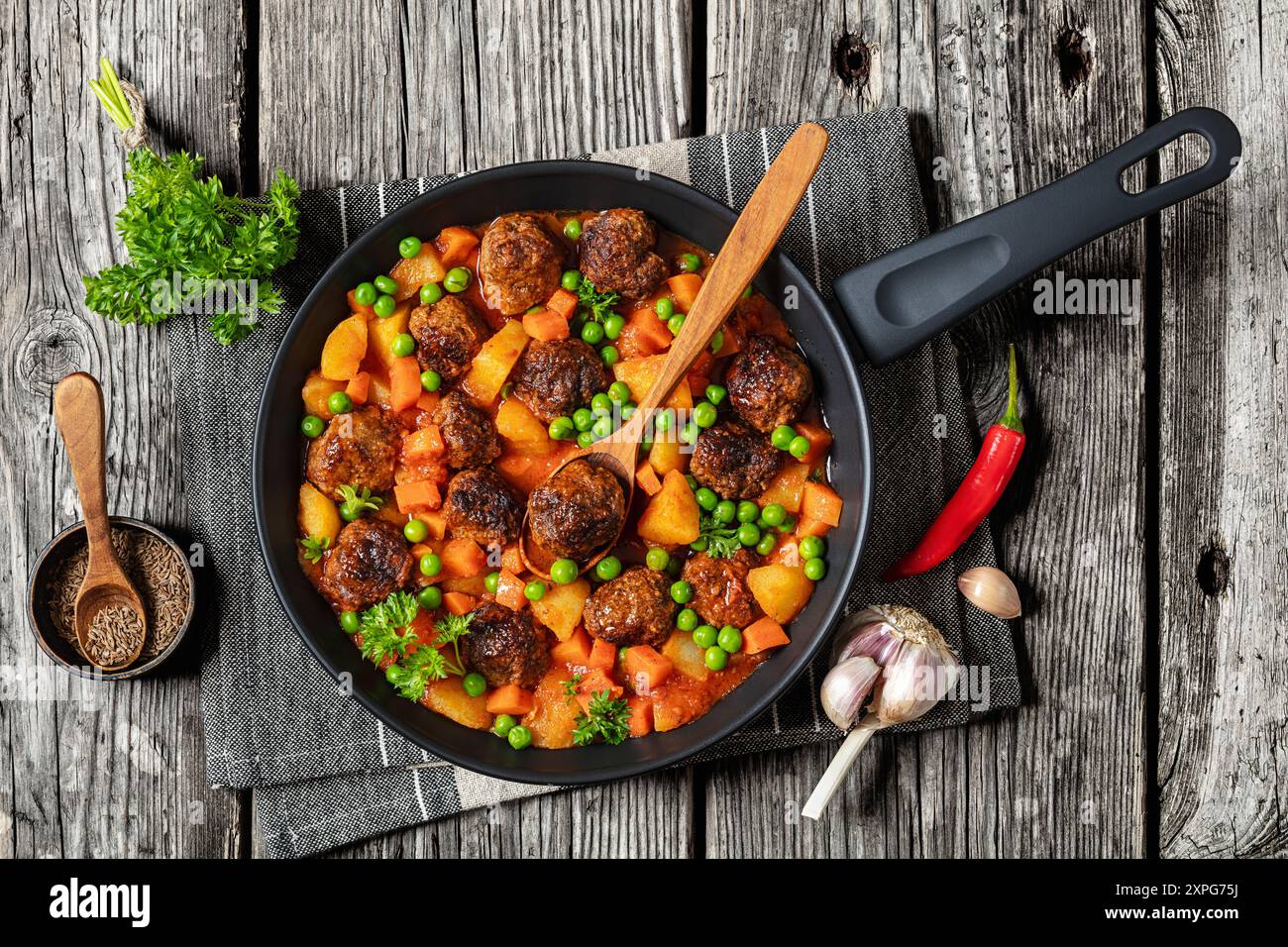 turkish meatball stew, sulu kofte, hearty dish with potatoes, carrot ...