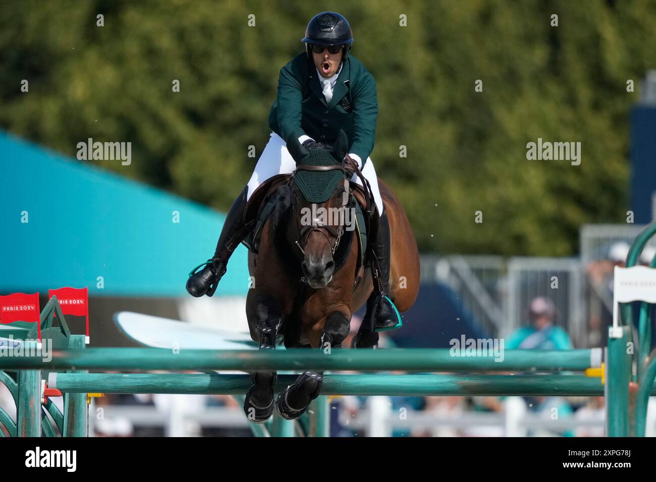 Saudi Arabia's Abdulrahman Alrajhi rides Ventago during the Jumping ...