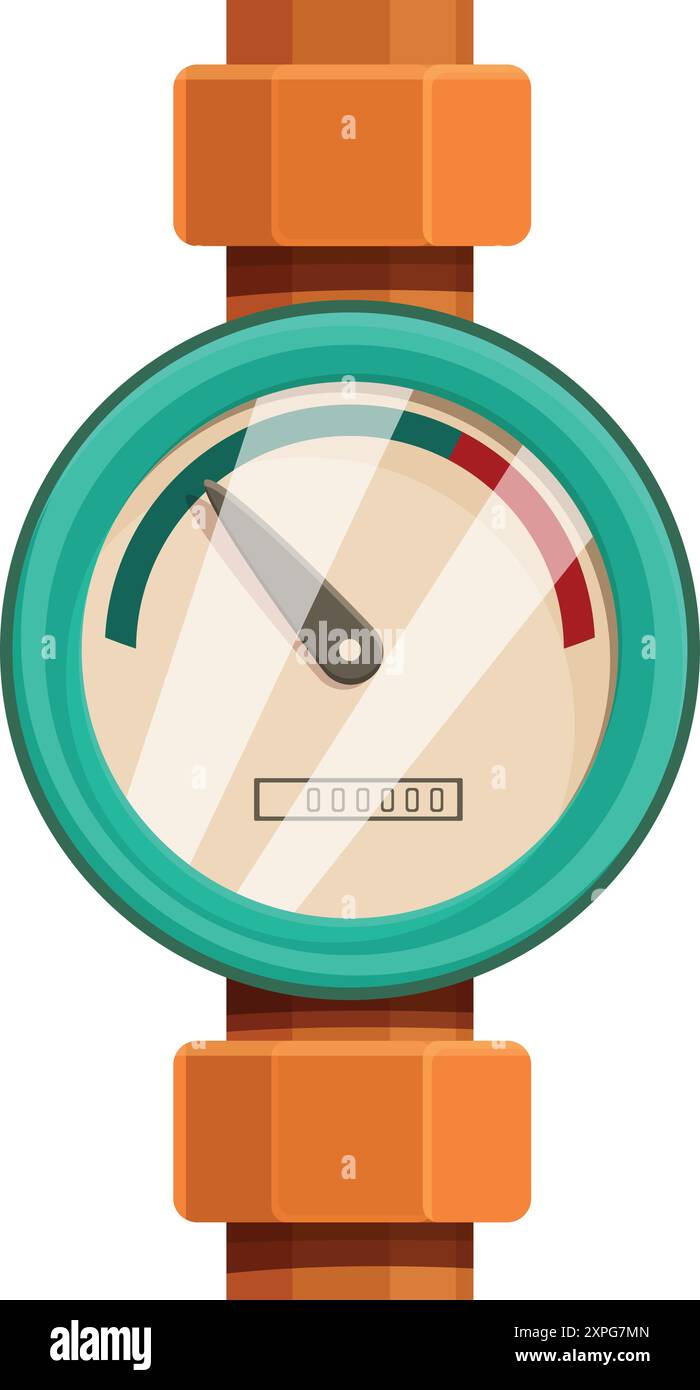 Water meter showing cubic meters flow rate on white background Stock ...